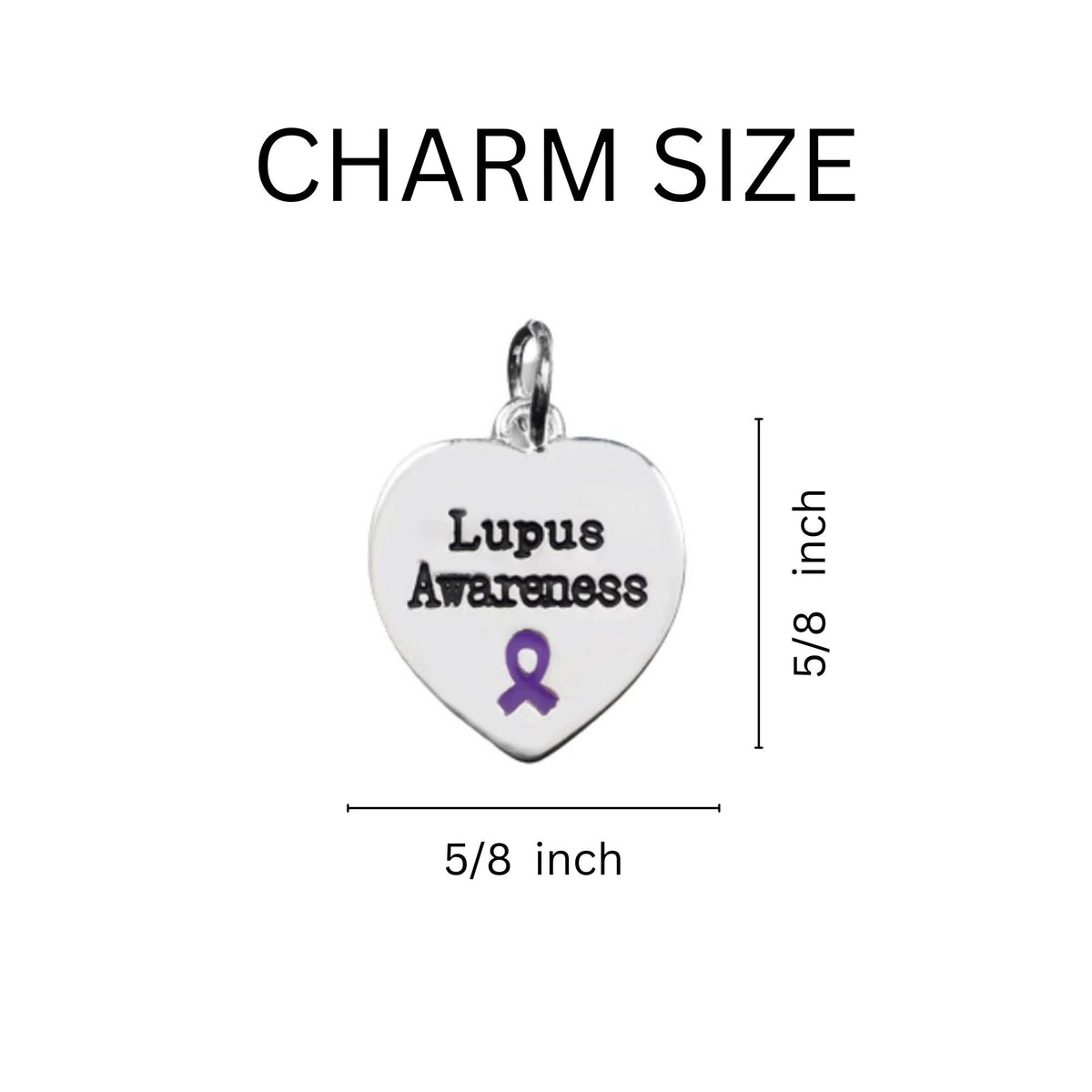 Bulk Lupus Awareness Heart Charms, Purple Ribbon Jewelry - The Awareness Company