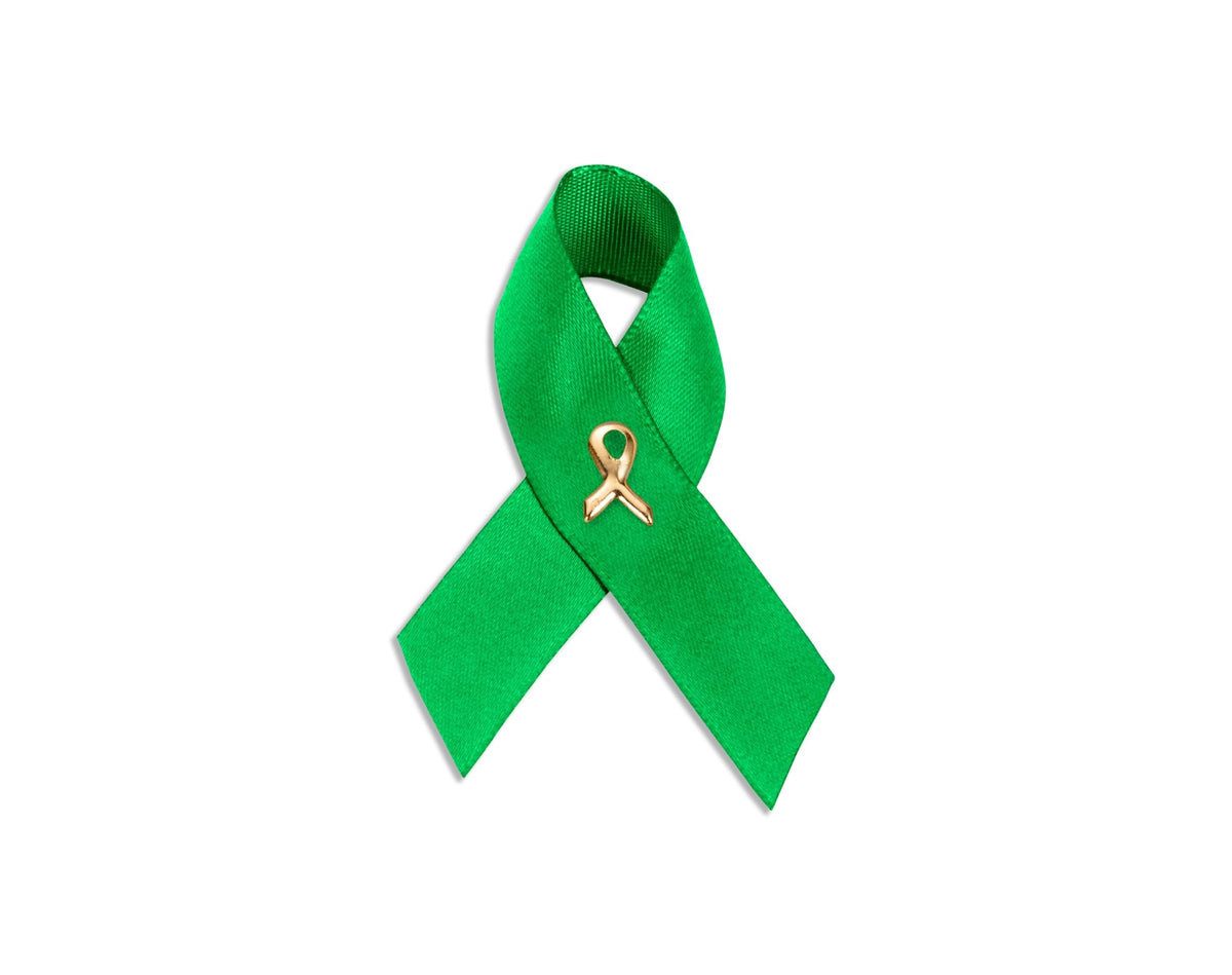 Bulk Green Ribbon Pins for Mental Health, Organ Donation, Cerebral ...