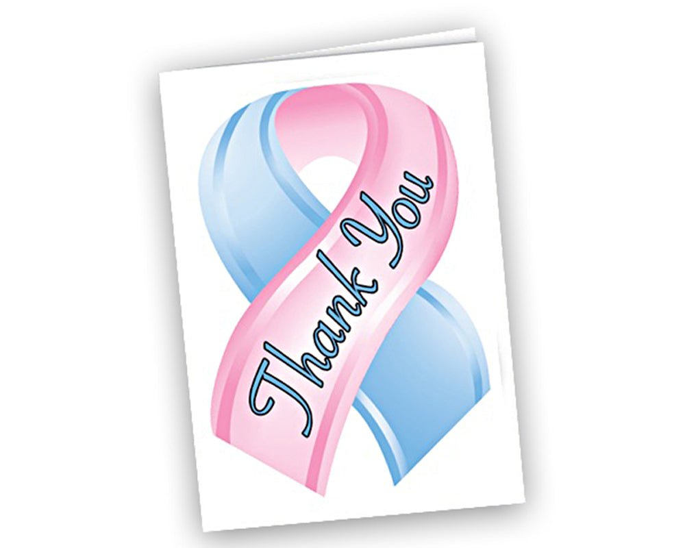 Bulk Pink & Blue Ribbon Note Cards for SIDS, Infant Death, Male Breast ...