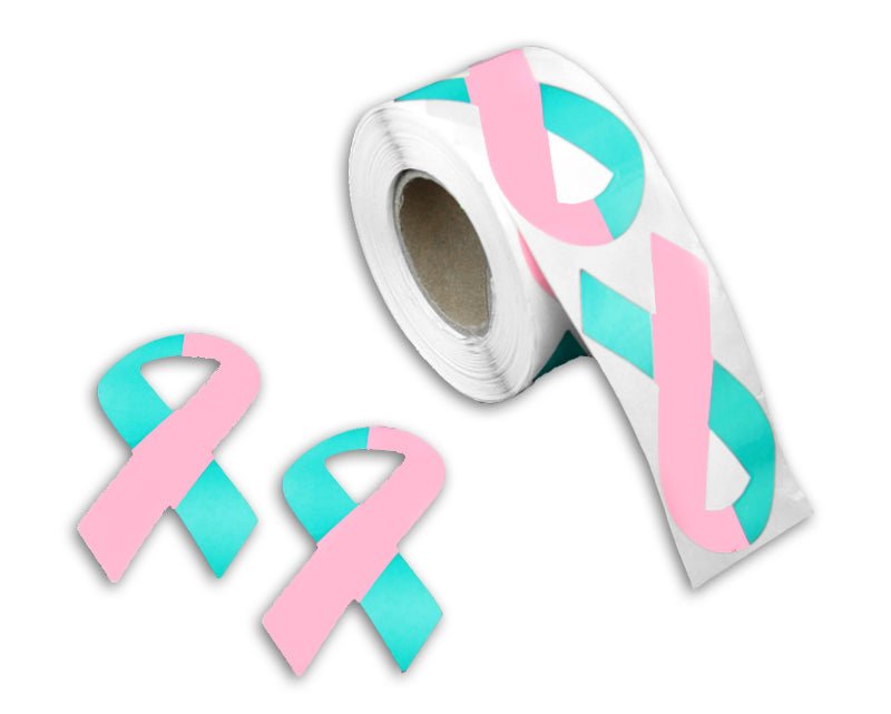 Bulk Pink & Teal Ribbon Stickers & Decals, Hereditary Breast Cancer ...