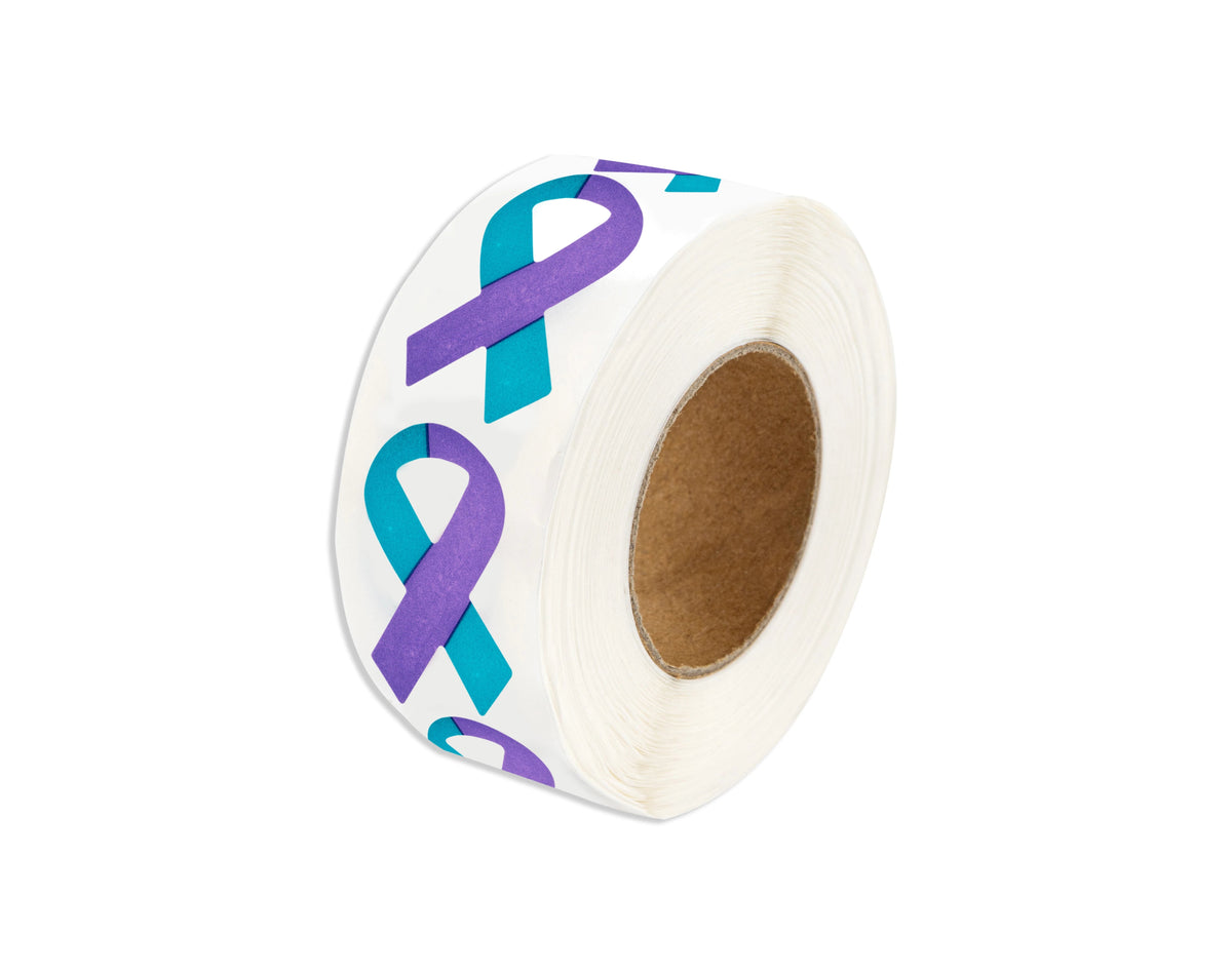 Teal & Purple Ribbon Awareness Stickers - Suicide, Sexual Assault – The ...