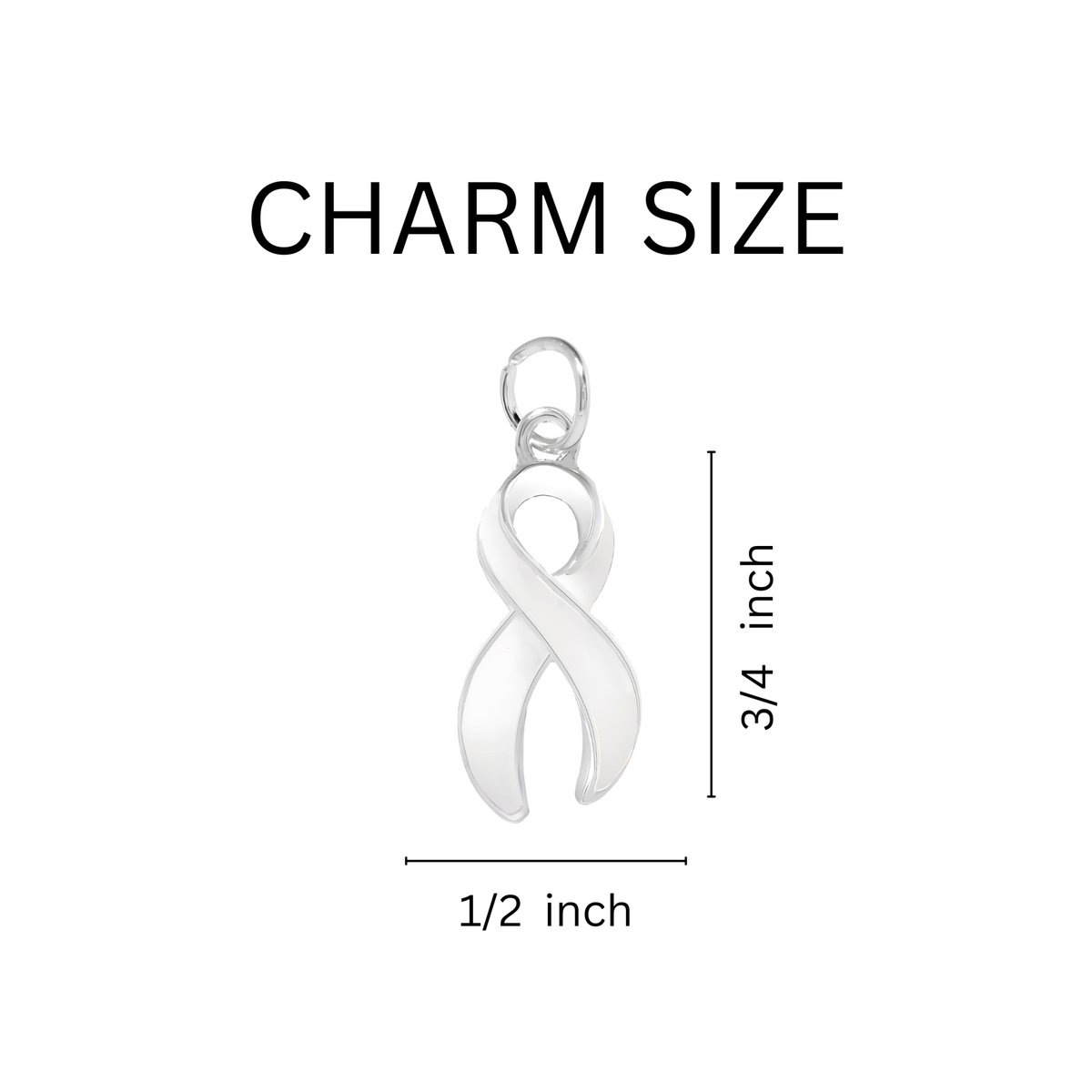 Big Heart White Ribbon Keychain Retail, Bone Cancer Awareness Charm ...