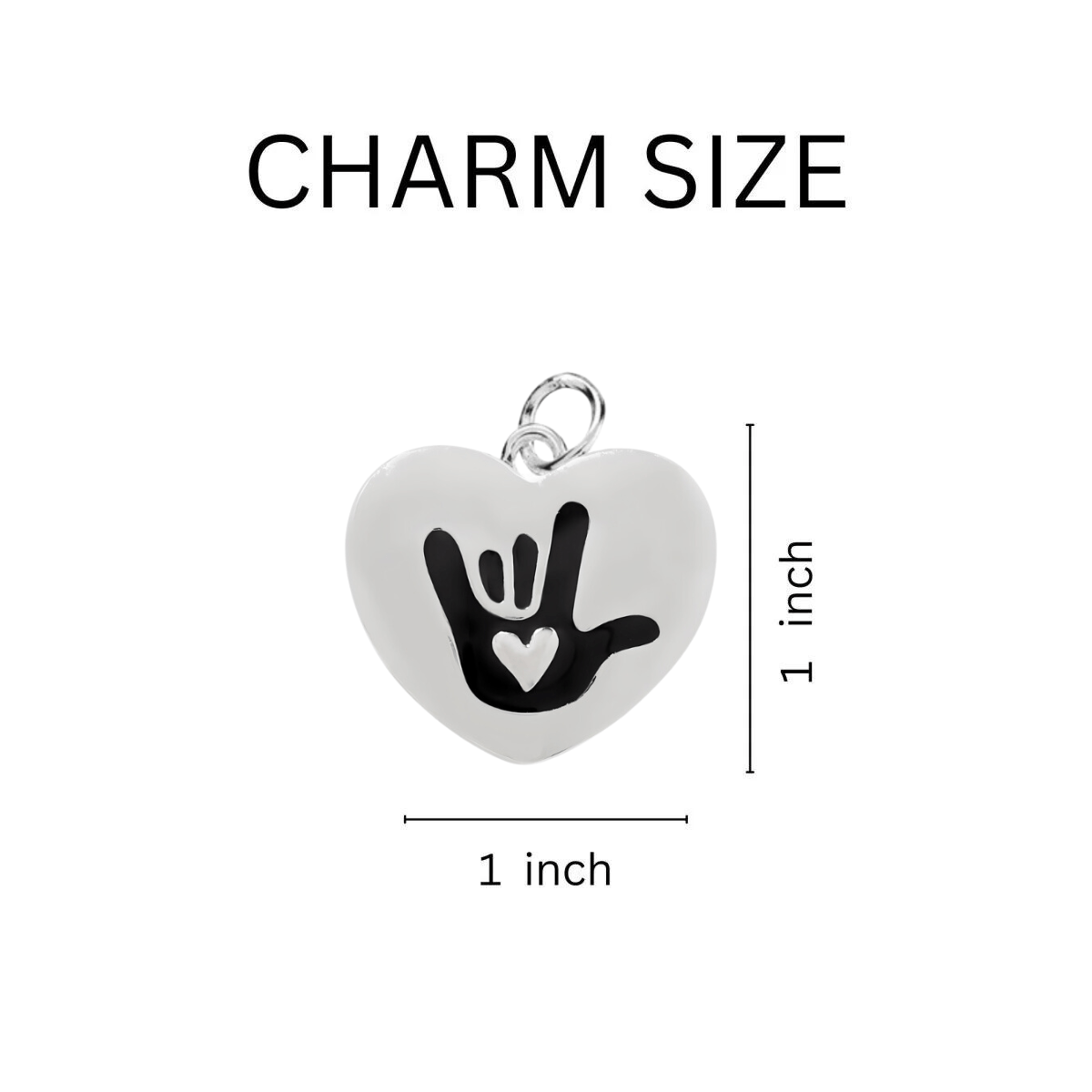 Bulk Deaf I Love You Sign Language Symbol Retractable Heart Charm ...