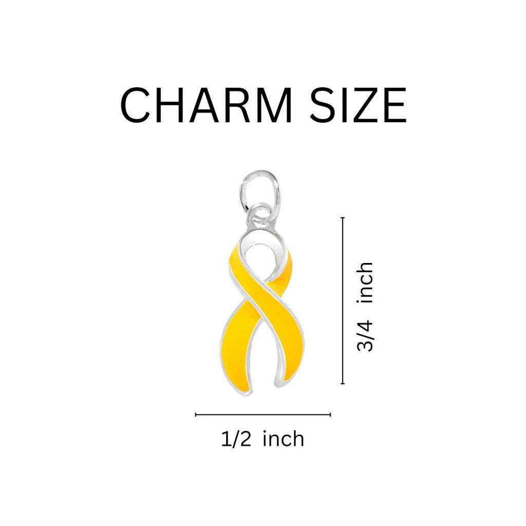 Bulk Large Gold Ribbon Hanging Charms, Pet Charms - The Awareness Company