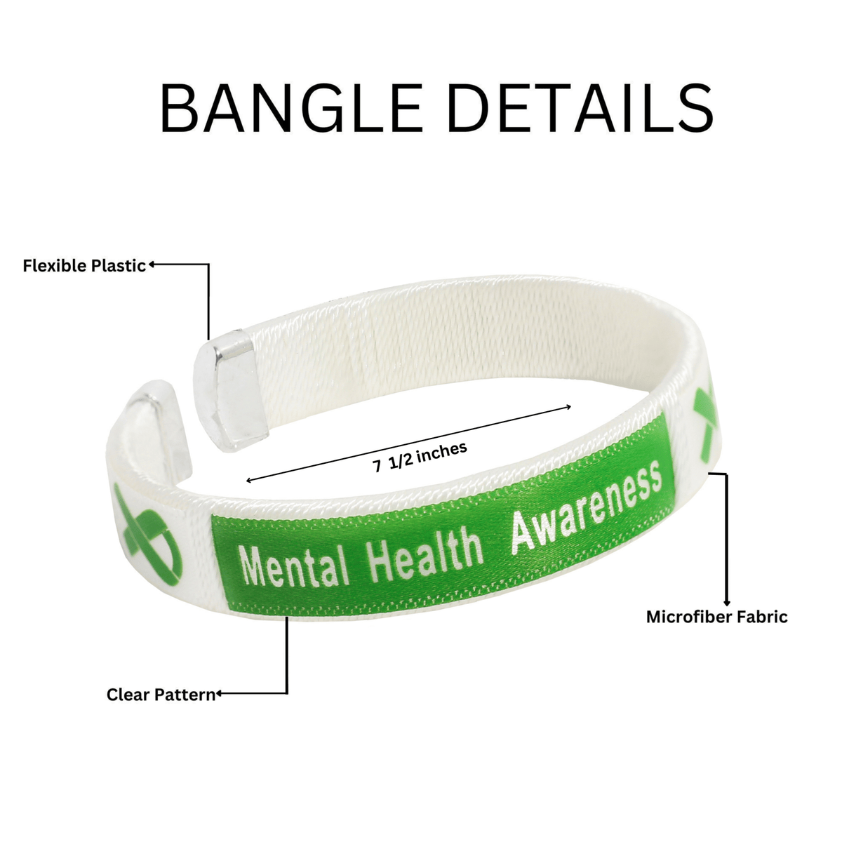 Green Ribbon Mental Health Bangle Bracelets - Bulk Packs, Low Prices ...