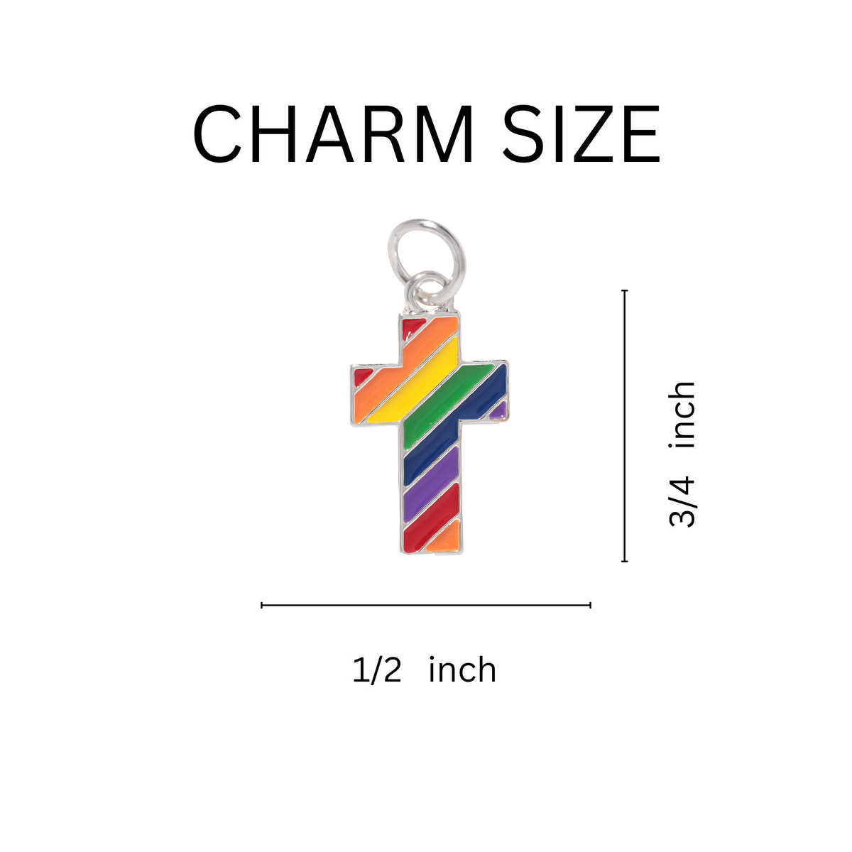 Bulk Rainbow Cross Gay Pride Charms, LGBTQ - The Awareness Company