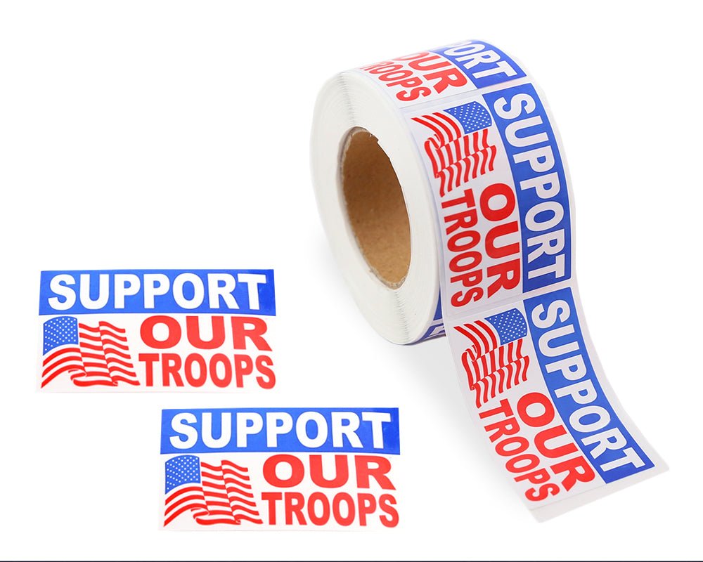 Support Our Troops American Flag Stickers (250 per Roll) – The ...