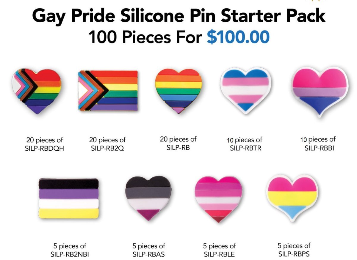 Bulk Gay Pride Silicone Pins Variety Pack, Rainbow, Transgender ...