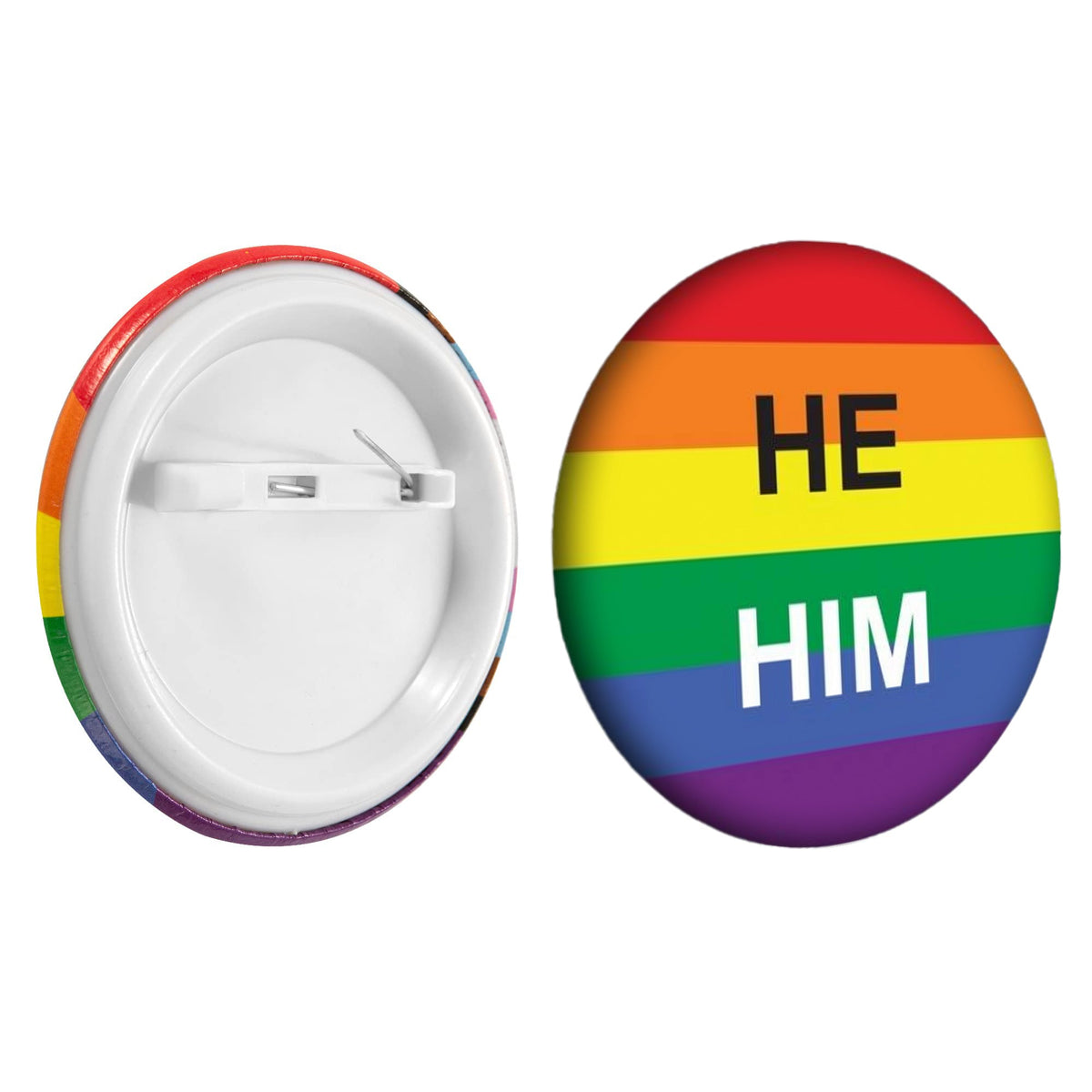 Bulk He/Him Pronoun Rainbow Button Pins, He Him Pronoun Lapel Pins ...