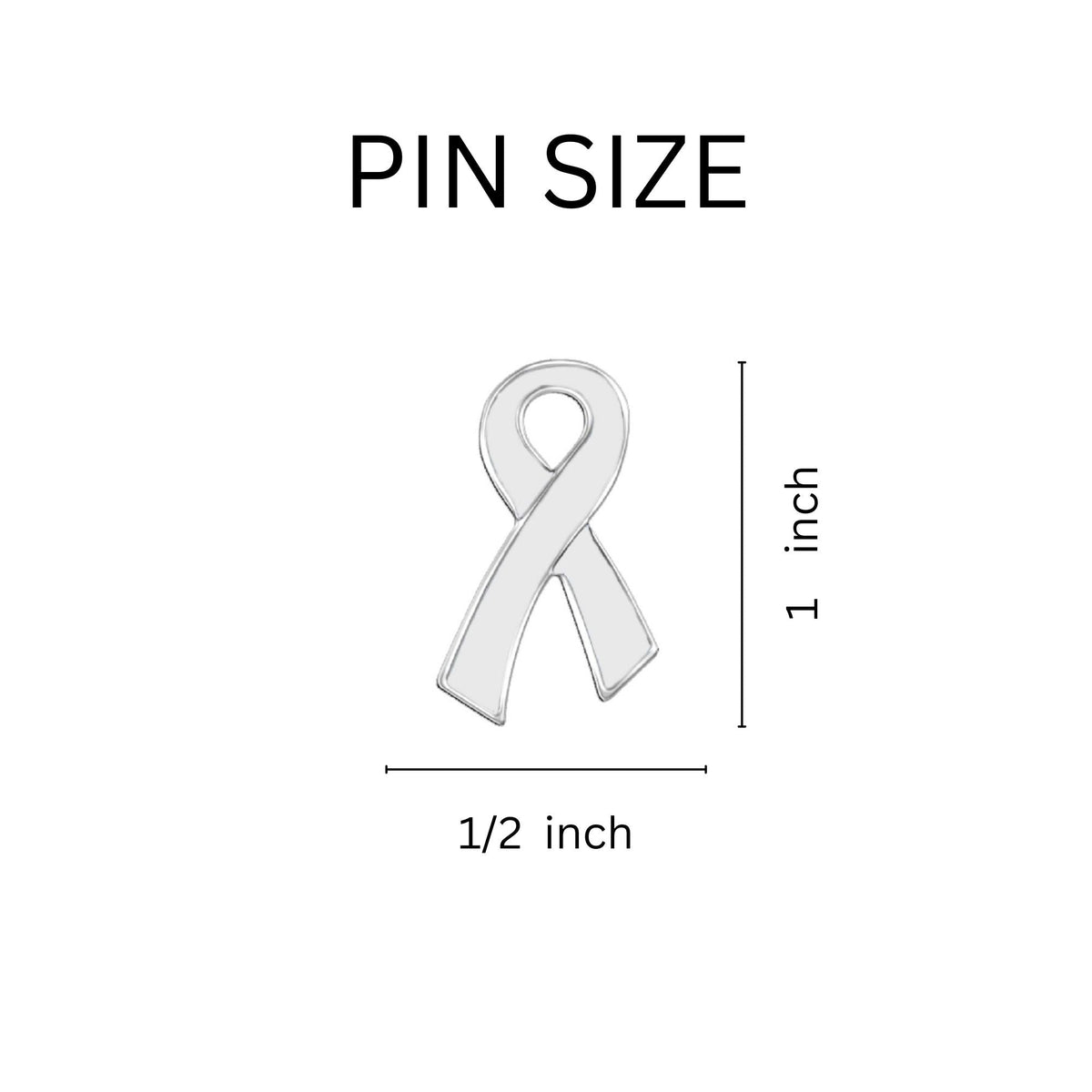 Bulk White Ribbon Awareness Pins, Lung Cancer, Bone Cancer Awareness ...