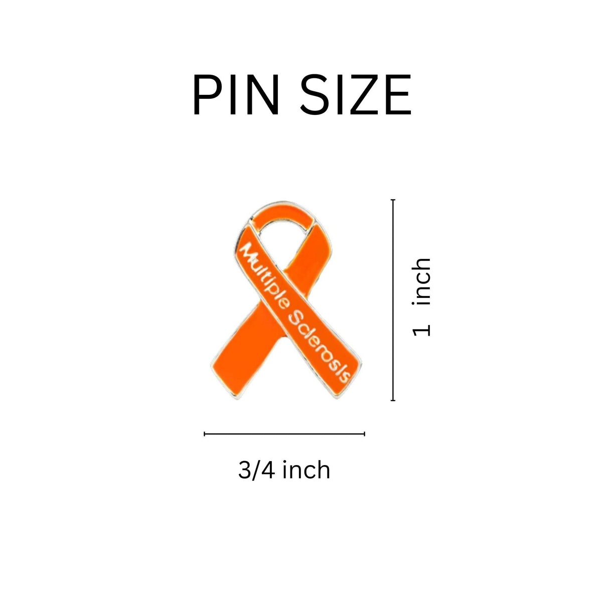 25-Pack Multiple Sclerosis Awareness Ribbon Pins – Orange & Silver Trim ...