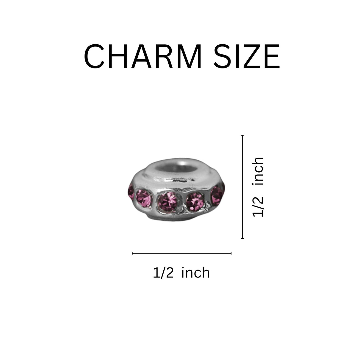 Bulk Round Purple Crystal Pandora Inspired Charms - The Awareness Company