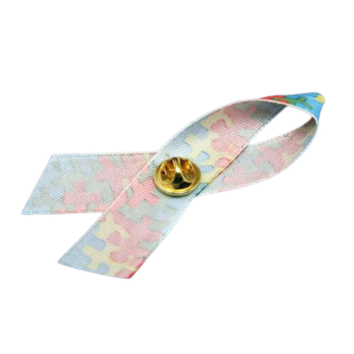 Bulk Satin Autism Awareness Ribbon Pins, Autism Puzzle Ribbon Pins ...